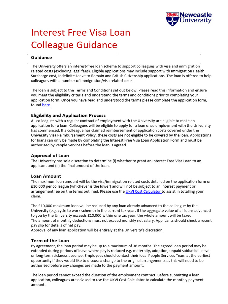 Interest-Free Visa Loan Guidance | PDF | Loans | Salary