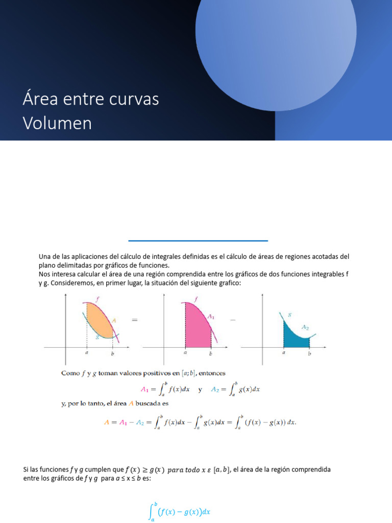 Cálculo de área y volumen entre curvas | PDF | Integral | Análisis ...