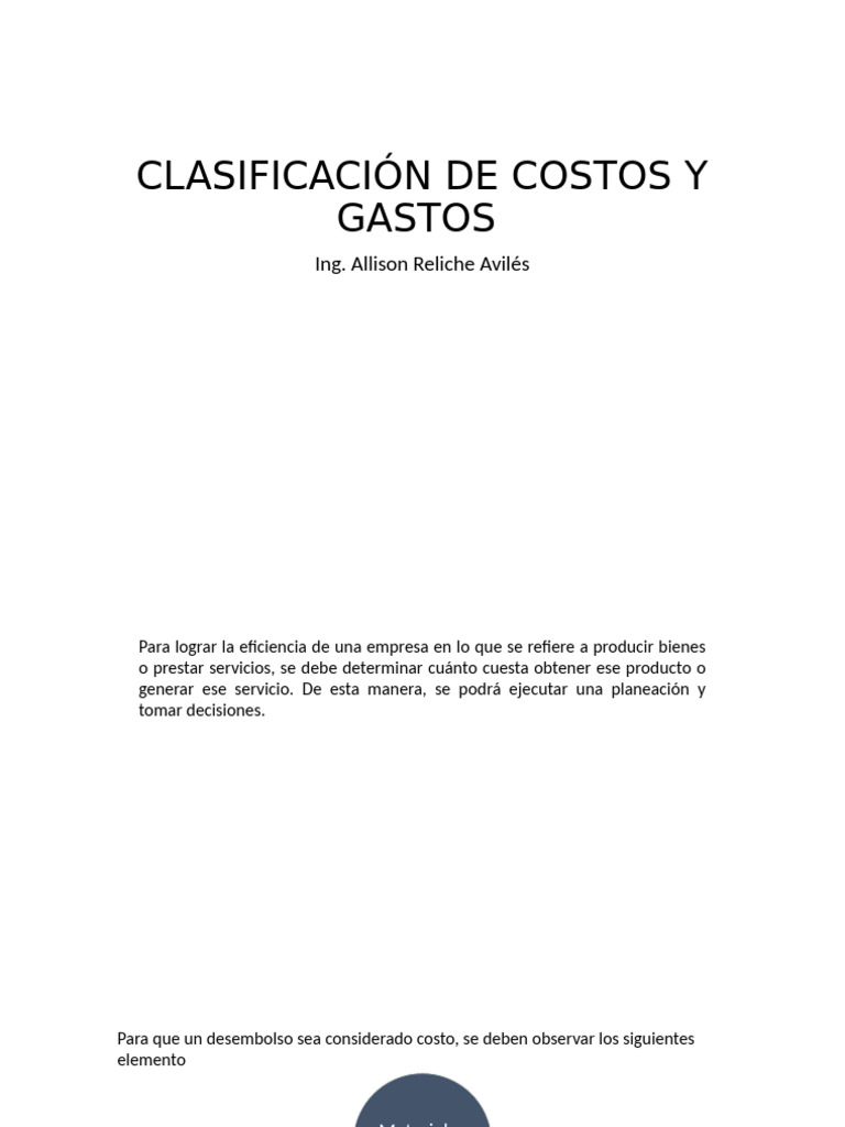 Clasificaciã N de Costos y Gastos | PDF | Business | Negocios económicos