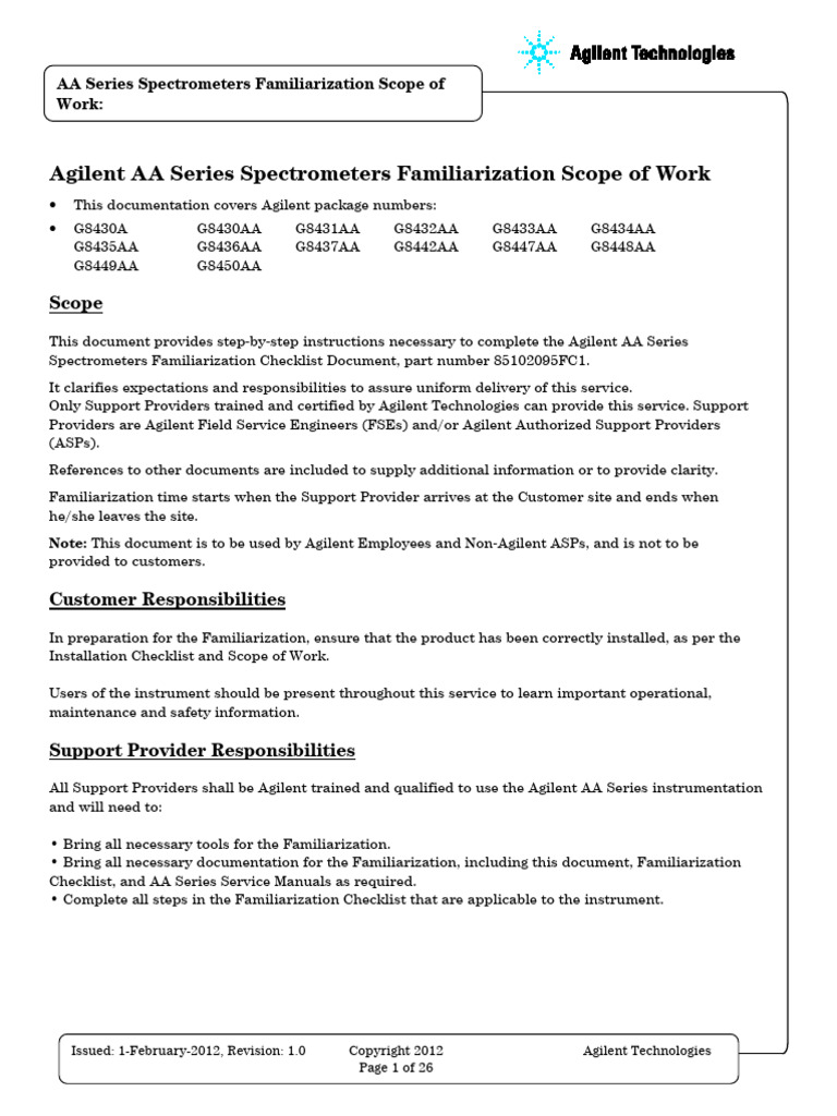 AA Series Spectrometers Familiarization Scope of Work | PDF | Menu ...