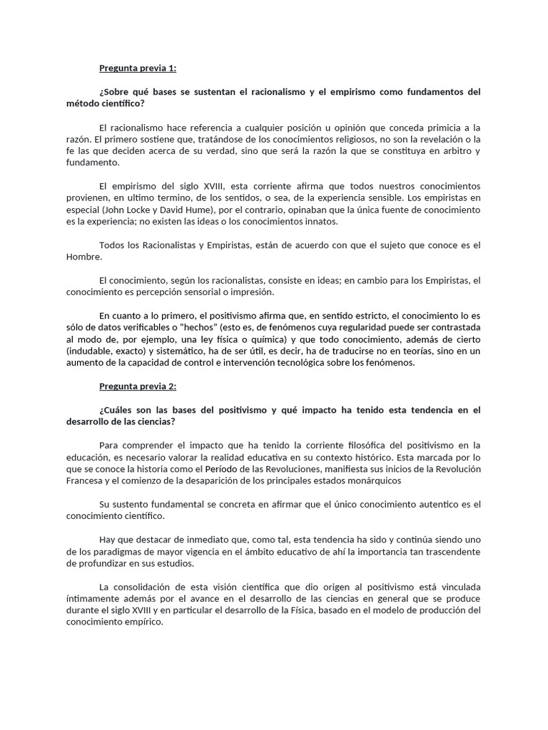 Pregunta Filosofia | PDF | Empirismo | Conocimiento
