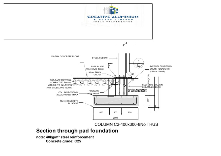 Steel Column Footing Design Details | PDF