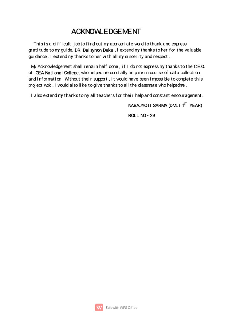 Acknowledgment of Support and Gratitude | PDF