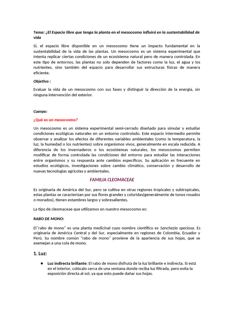 Impacto del Espacio en Mesocosmos Vegetales | PDF | Entorno natural ...