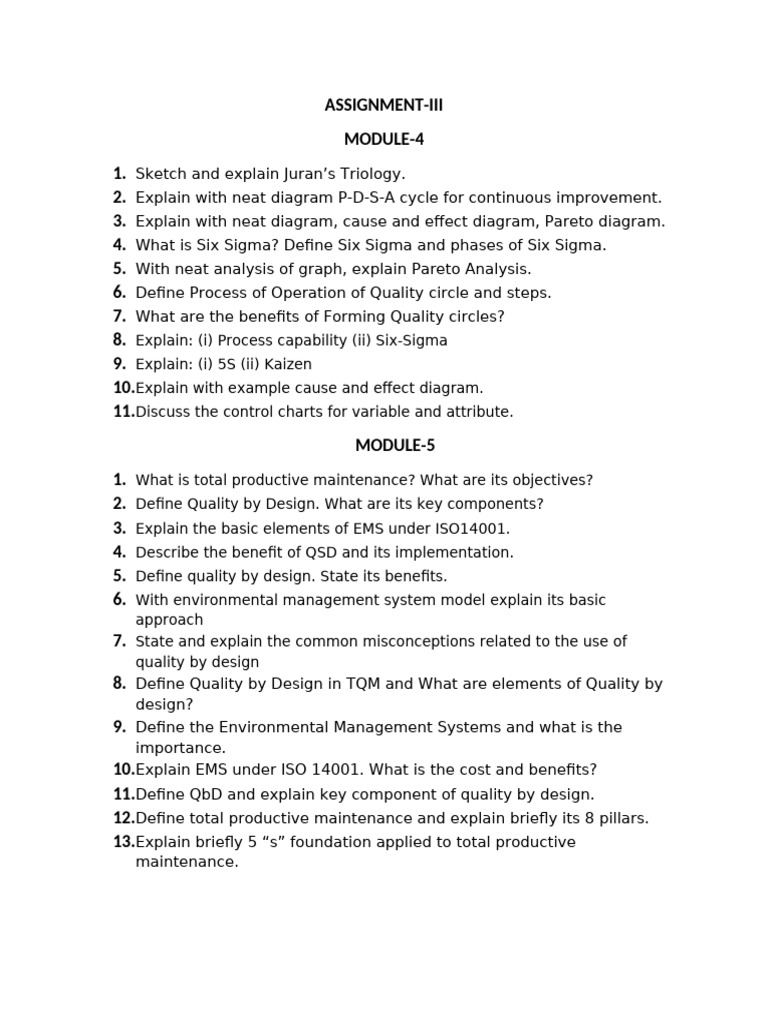 Tqm-Assignment Iii | PDF