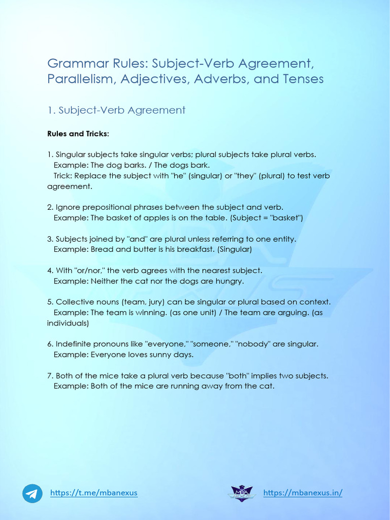 Grammar Rule book | PDF | Adjective | Verb