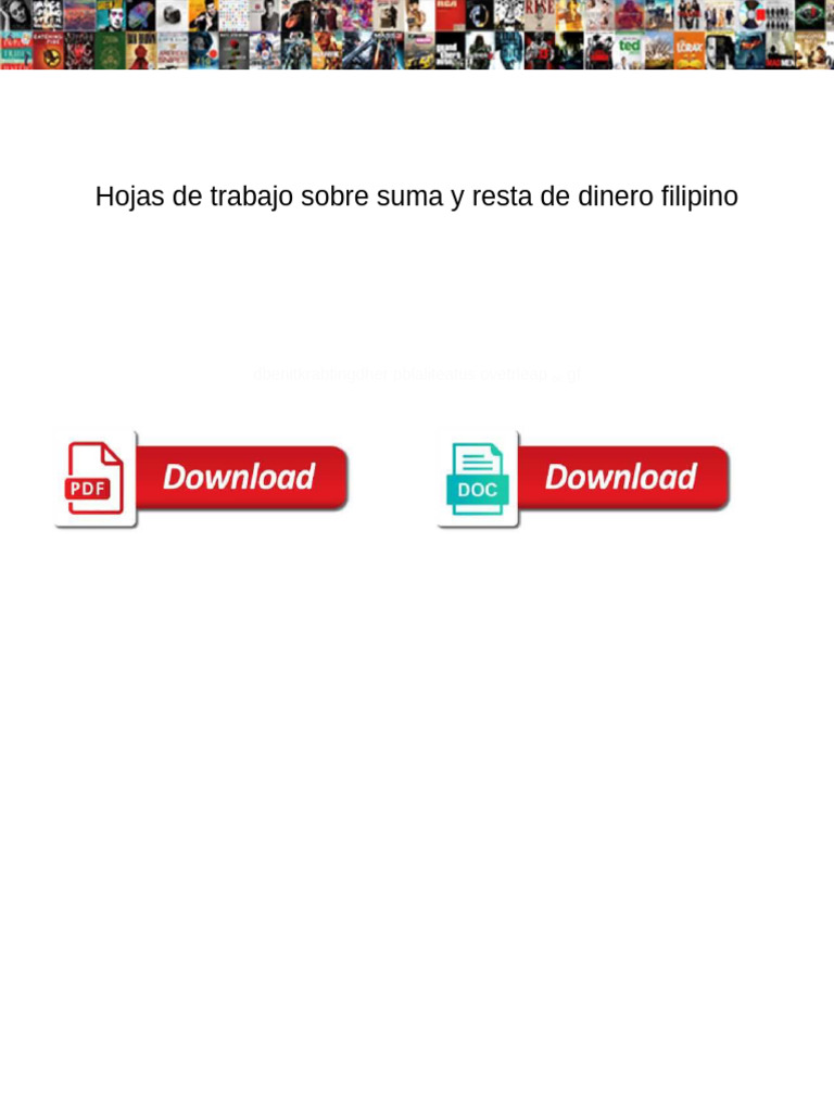 Hojas de trabajo: Suma y resta de dinero | PDF