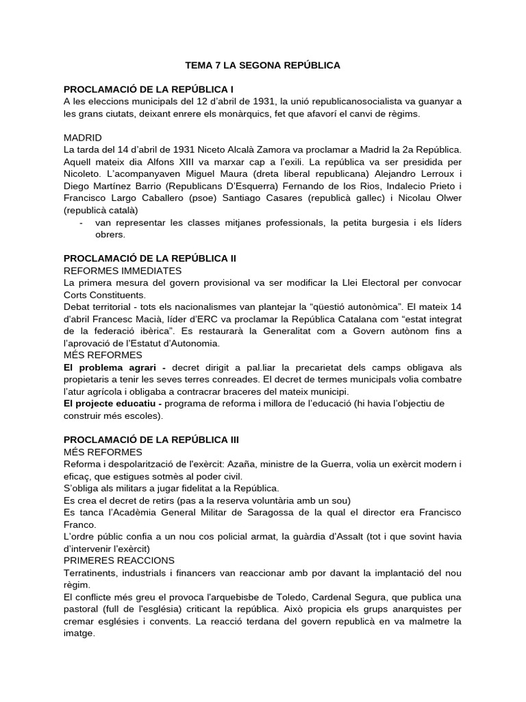 TEMA 7 HISTORIA ESPANYA Apunts | PDF