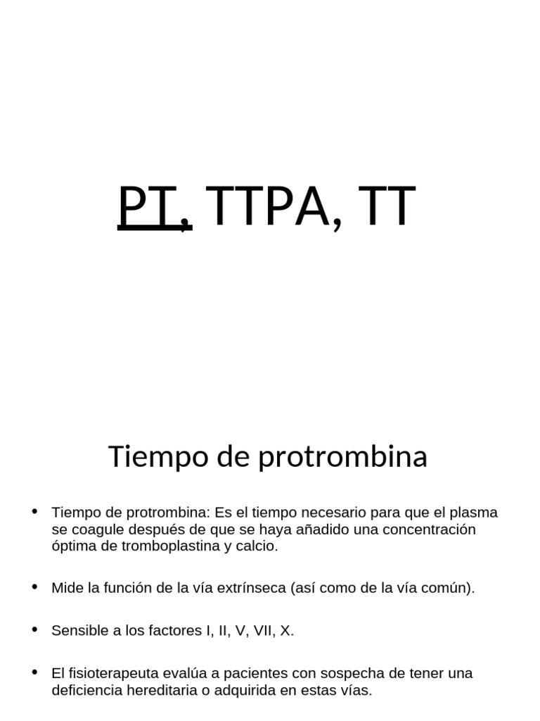 PT, Aptt, TT | PDF | Coagulación | Medicina