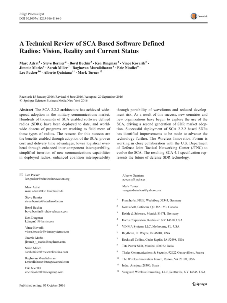 Advances in SCA for SDR Technology | PDF | Software Defined Radio ...