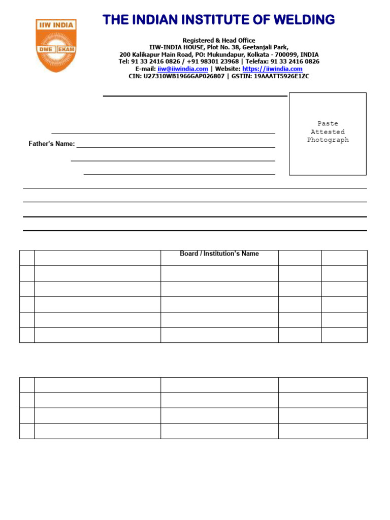Am Iiw Examination - Registration Form | PDF