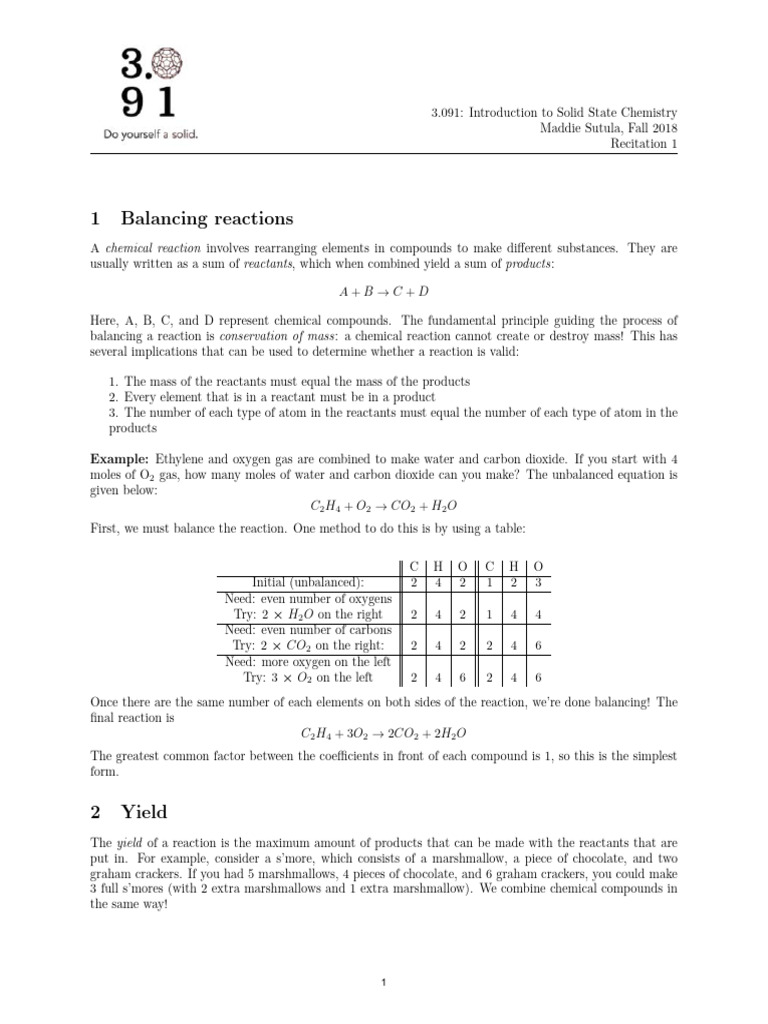 MIT NOTES LIMITING AND EXCESS REACTANTS | PDF | Magnesium | Mole (Unit)