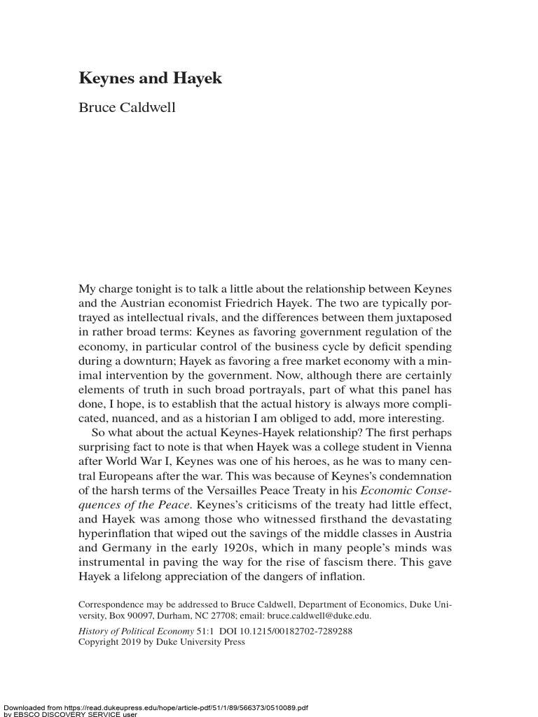 Keynes vs. Hayek: A Complex Rivalry | PDF | John Maynard Keynes ...