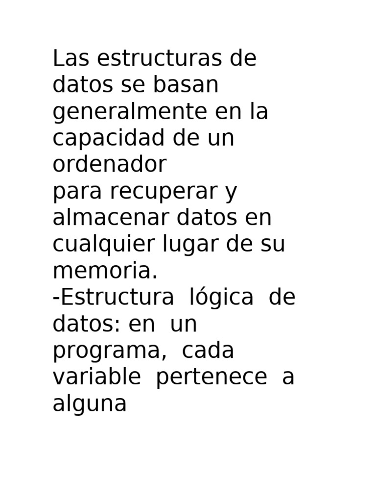 CLASIFICACIÓN DE LAS ESTRUCTURAS DE DATOS | PDF | Tipo de datos ... CLASIFICACIÓN DE LAS ESTRUCTURAS DE DATOS | PDF | Tipo de datos ...