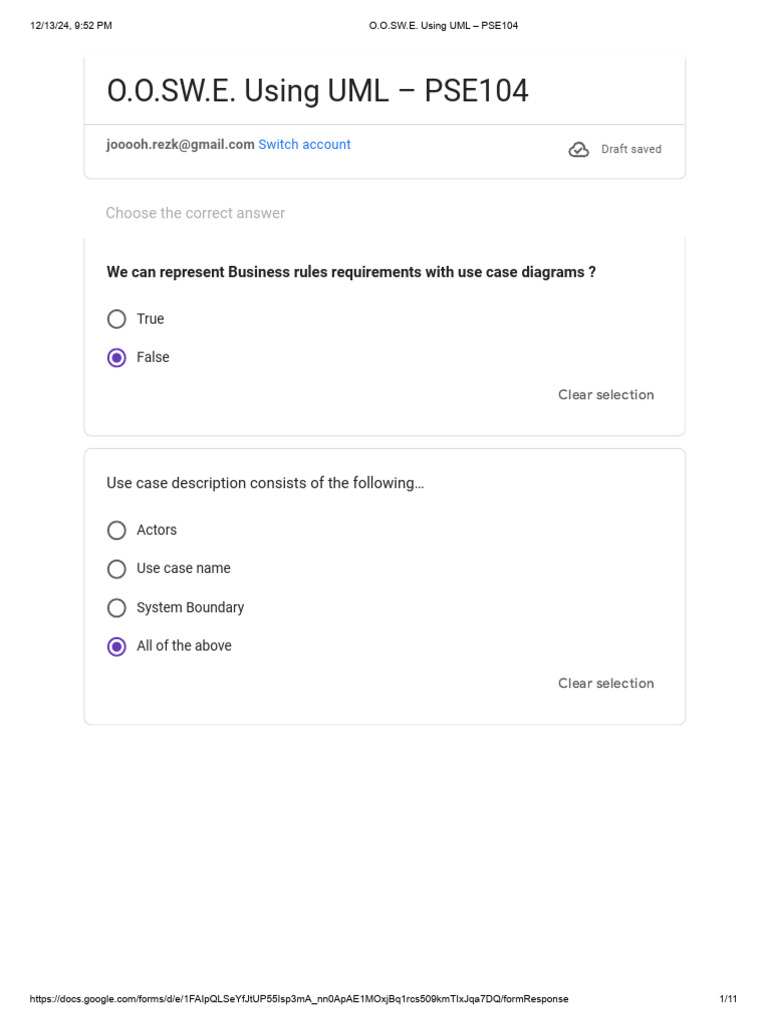 o.o.sw.e. Using Uml – Pse104 | PDF | Use Case | Unified Modeling Language