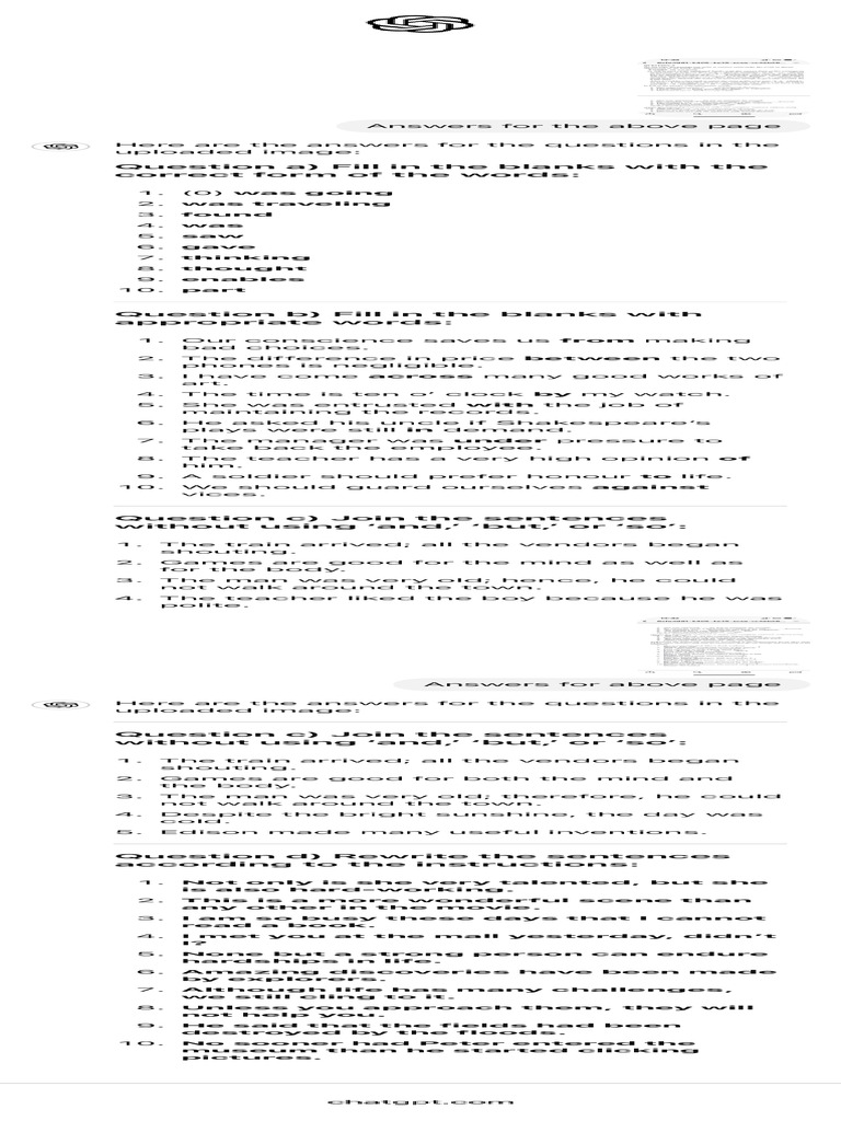 Grammar Exercises Answers | PDF