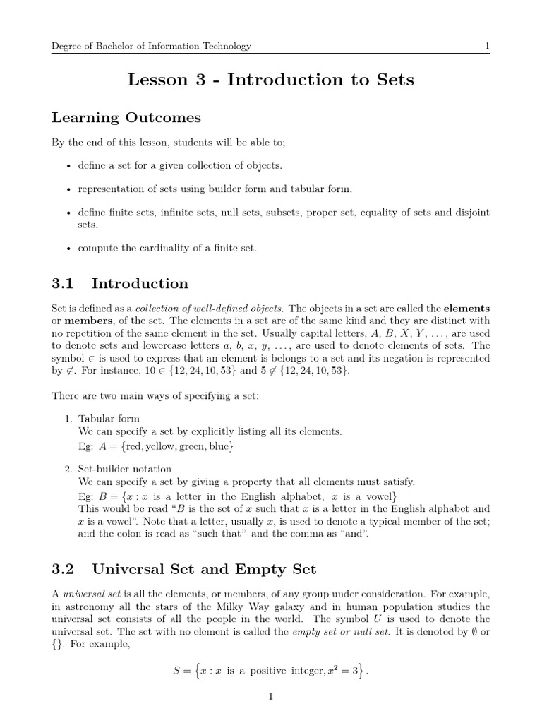 lesson3 | PDF | Set (Mathematics) | Mathematical Logic