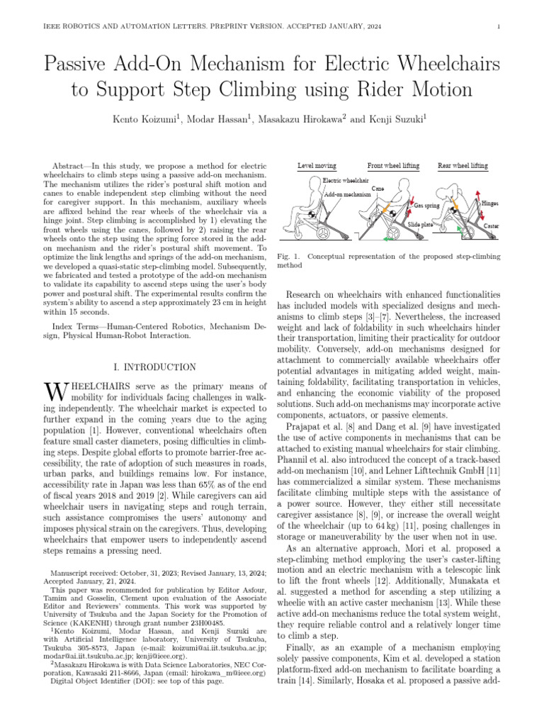 Step-Climbing Mechanism for Wheelchairs | PDF | Wheelchair | Force