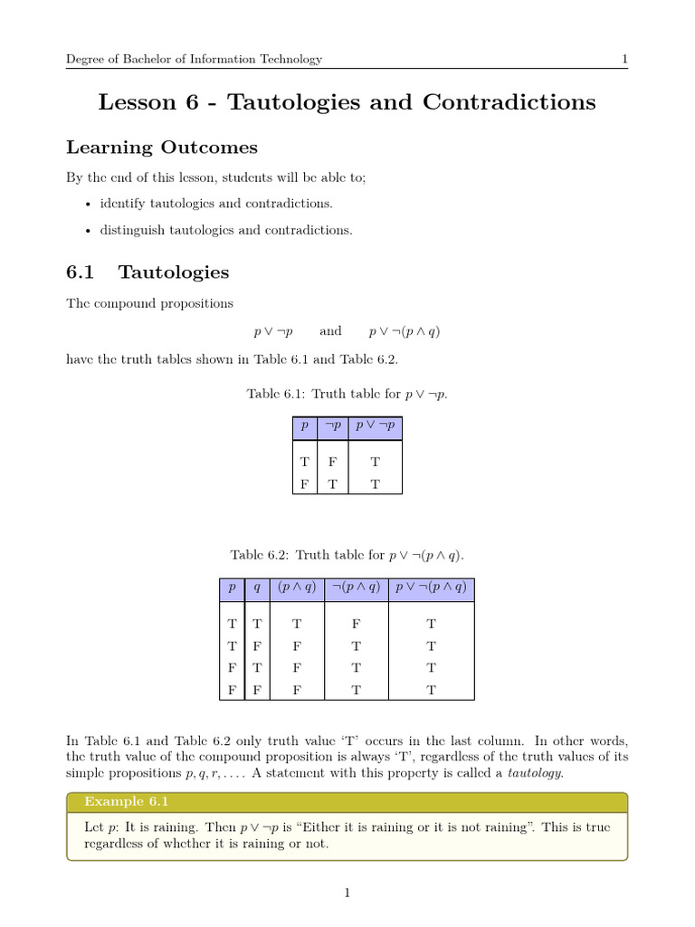 lesson6 | PDF | Contradiction | Truth