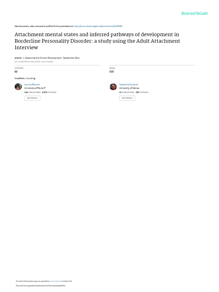 Attachment Mental States and Inferred Pathways of Development in ...