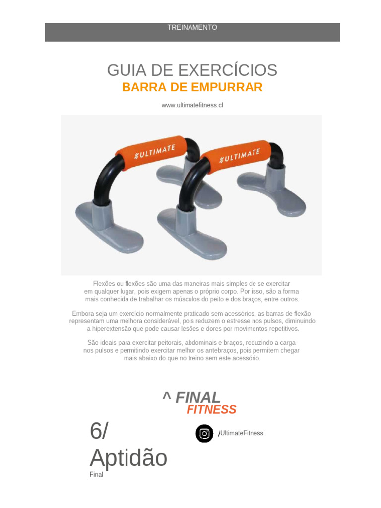 Guia Exercícios Barra Flexões Push Up Kemuov | PDF