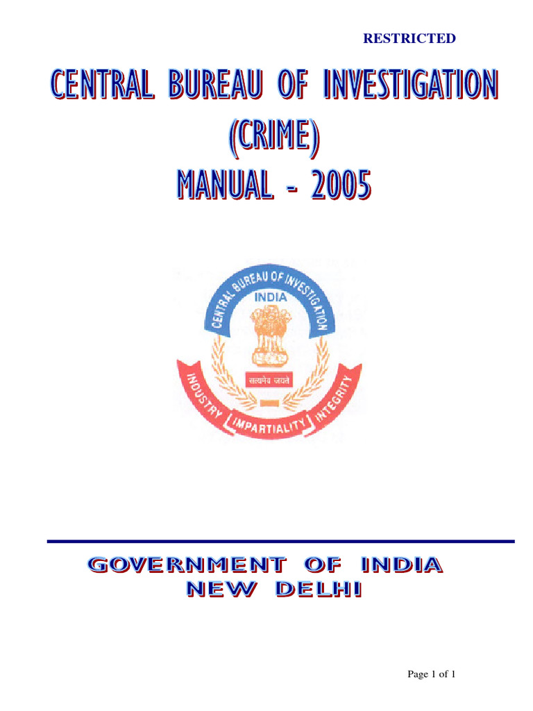 CBI Manual: Structure & Procedures | PDF | Police | Crimes