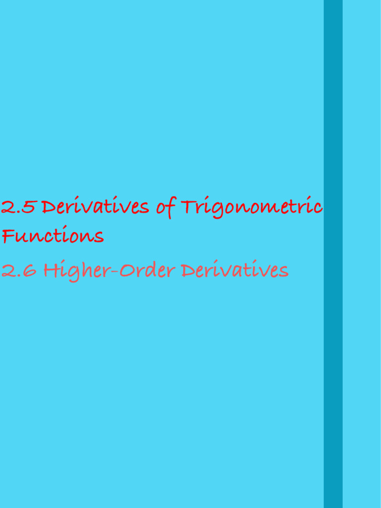 Trigonometric Derivatives Overview | PDF | Trigonometric Functions ...