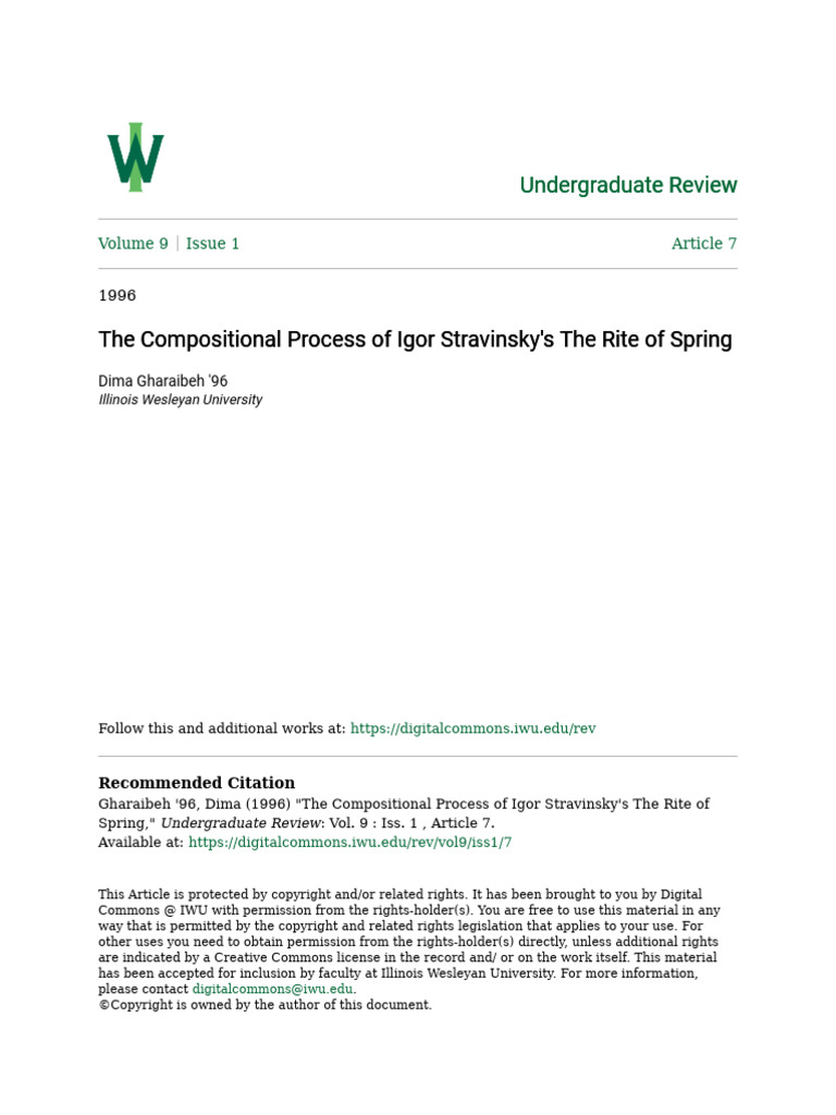 The Compositional Process of Igor Stravinskys The Rite of Spring | PDF ...