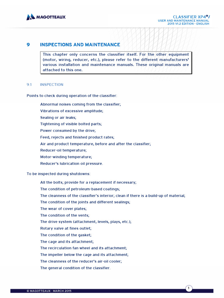XP4i GB_Chapter 09 Inspections and maintenance V1.2 | PDF | Pump ...