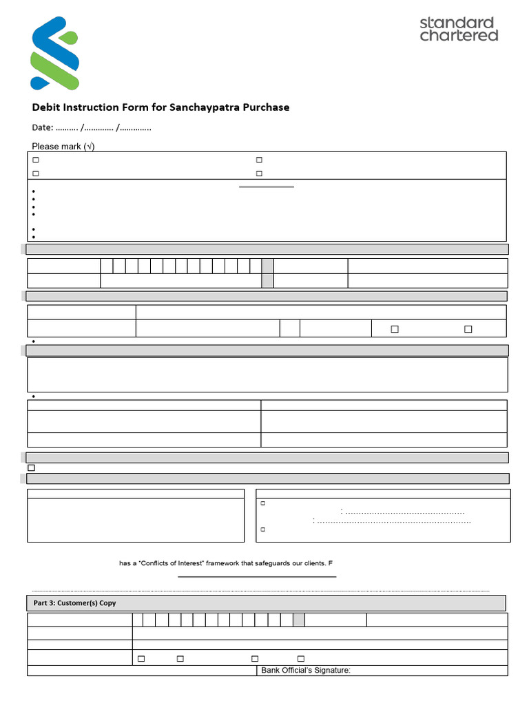 Sanchaypatra Debit Instruction Form | PDF | Banks | Banking