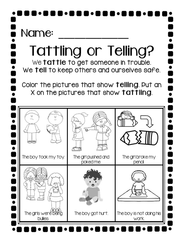 Tattling vs. Telling Activity Guide | PDF