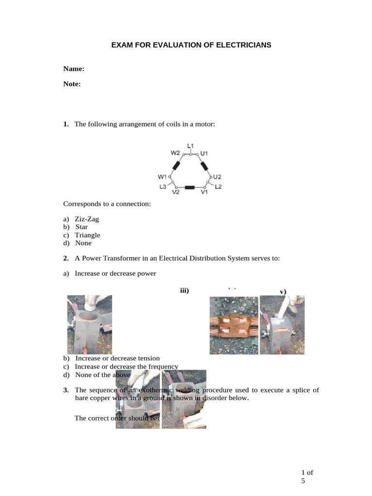 Official Electricians Exam | PDF | Capacitor | Electrical Equipment