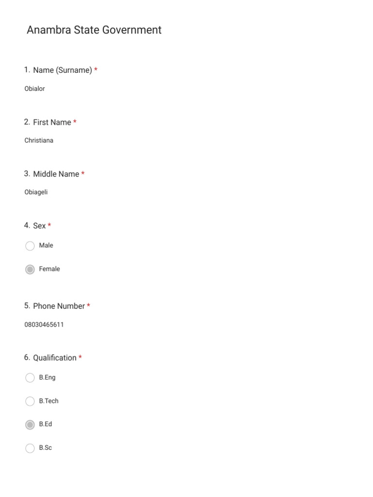 Anambra Post-Primary Service Application | PDF