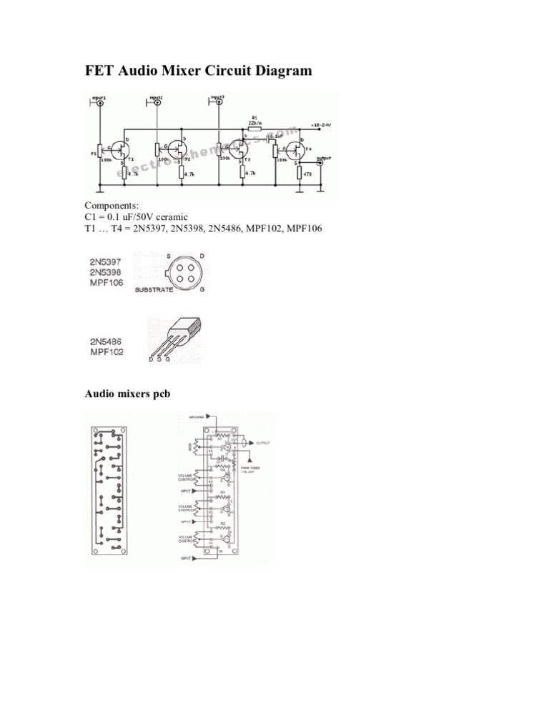 FET Audio Mixer Circuit Diagram | PDF