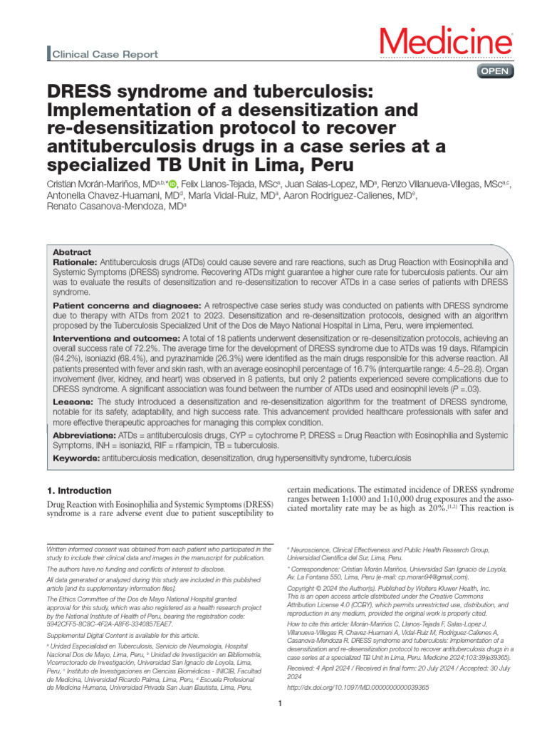 Dress Syndrome and Tuberculosis Implementation Of.63 | PDF ...
