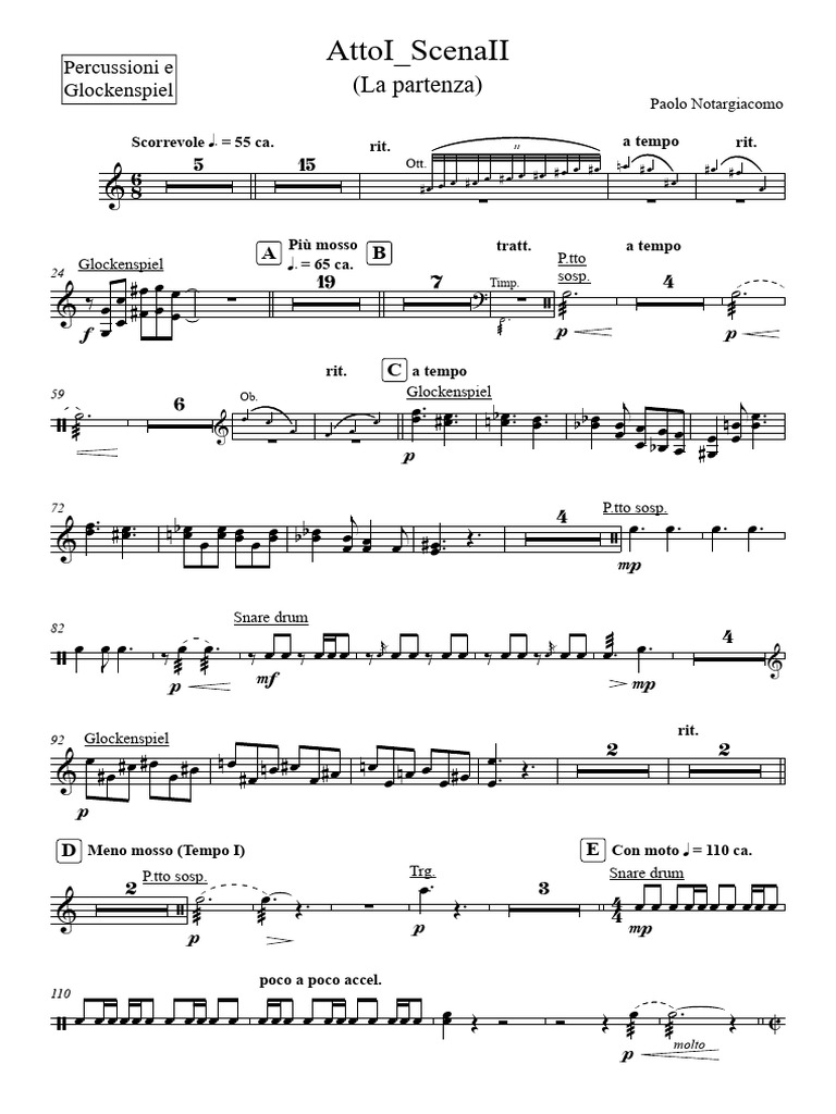 AttoI_ScenaII - Percussioni | PDF | Elements Of Music | Musical Compositions