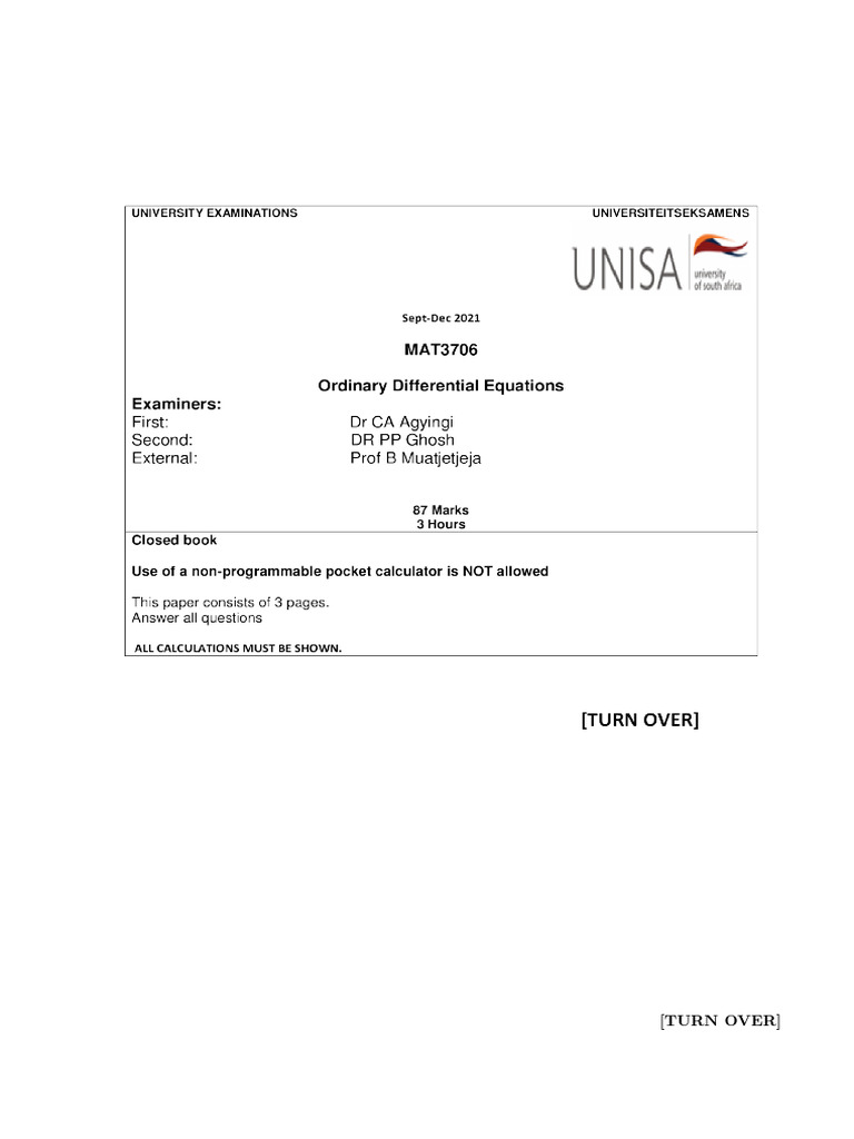 MAT3706 2021 Nov | PDF | Eigenvalues And Eigenvectors | Linear Algebra