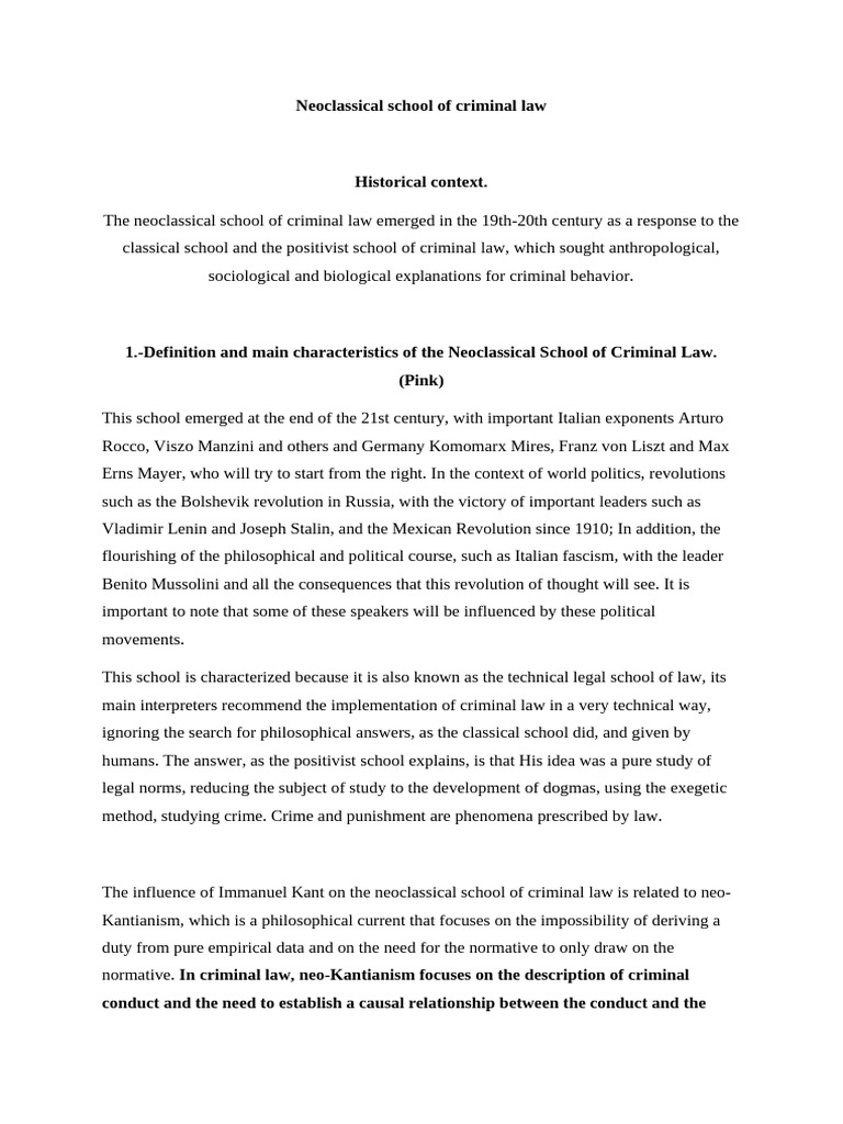 Neoclassical School of Criminal Law | PDF | Crimes | Crime & Violence