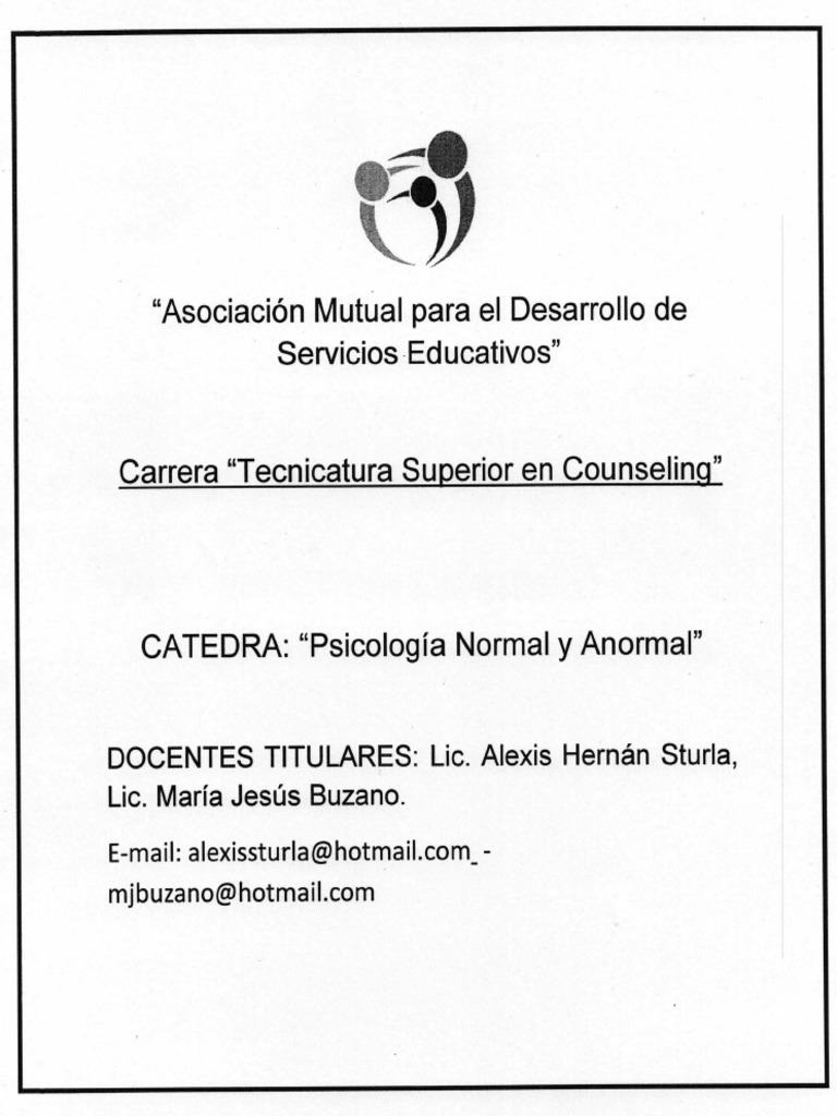 Personalidad Normal y Anormal - Lic. Buzano y Lic. Sturla | PDF