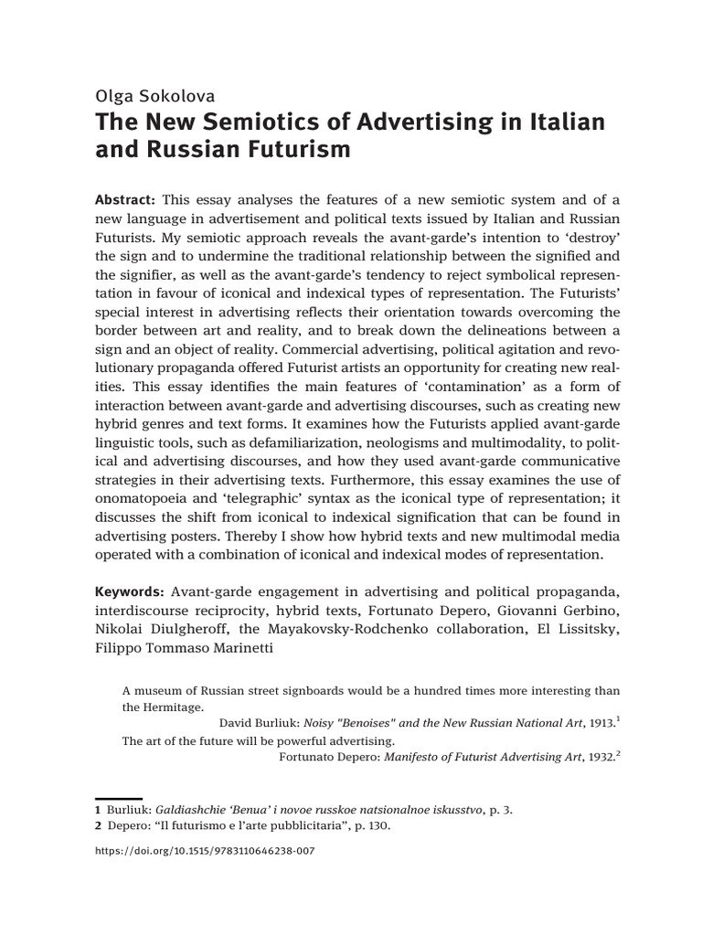 The New Semiotics of Advertising in Ital | PDF | Representation (Arts ...