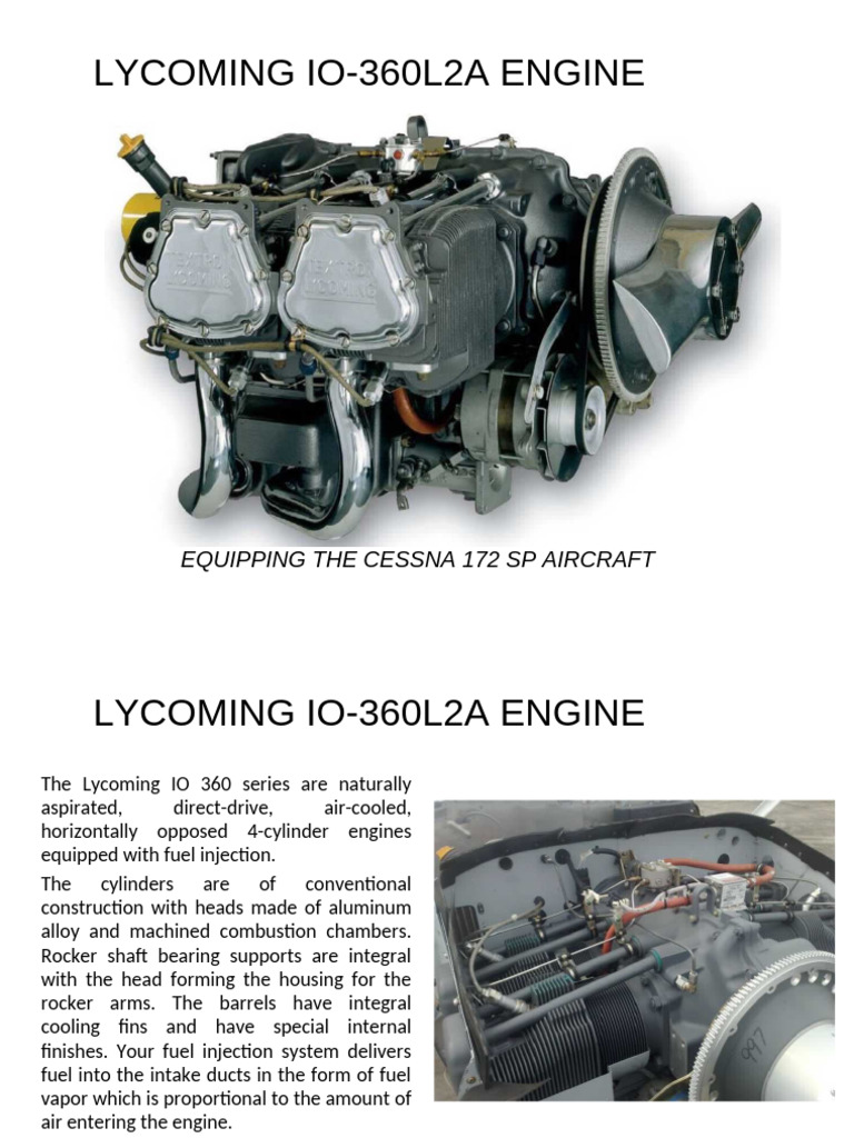 Lycoming IO-360L2A Engine Overview | PDF | Piston | Engines