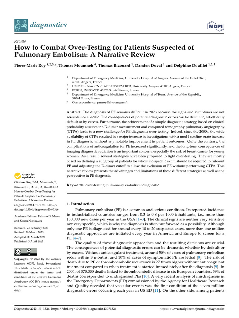 How To Combat OverTesting For Patients Suspected of | PDF | Thrombosis ...