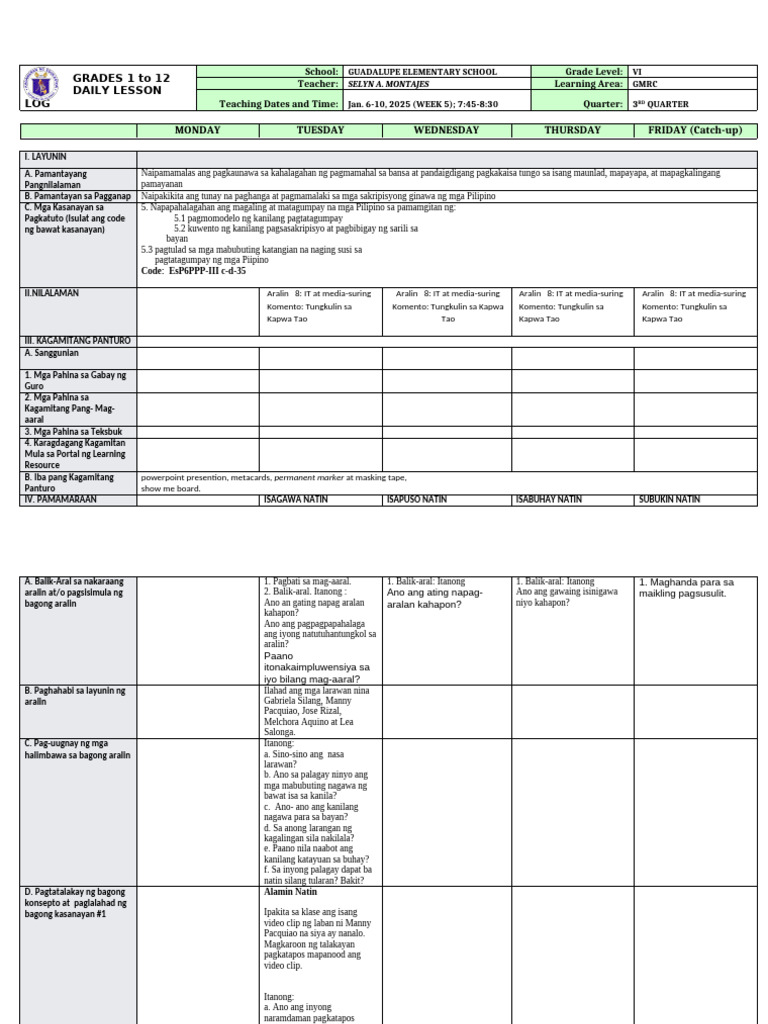 DLL - GMRC 6 - Q3 - W5 Ok | PDF