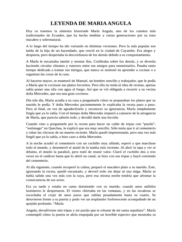 Leyenda de Maria Angula | PDF