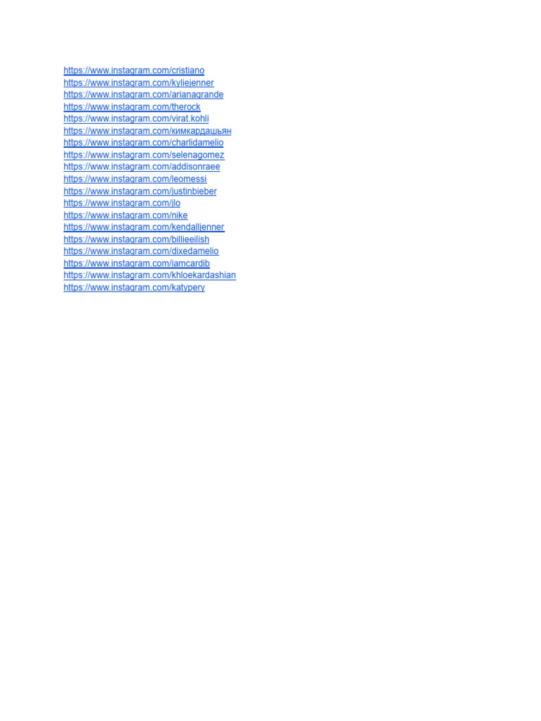 Top Celebrity Instagram Profiles | PDF