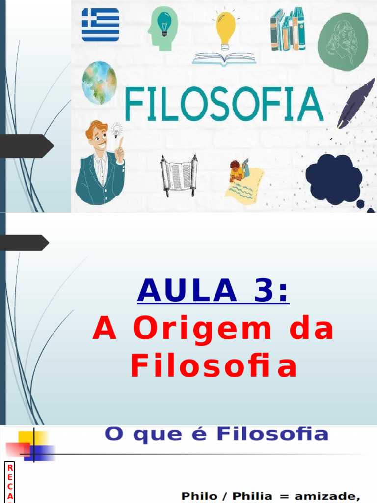 Aula 3 - A Origem Da Fiolosofia | PDF | Mitologia grega | Alfabeto