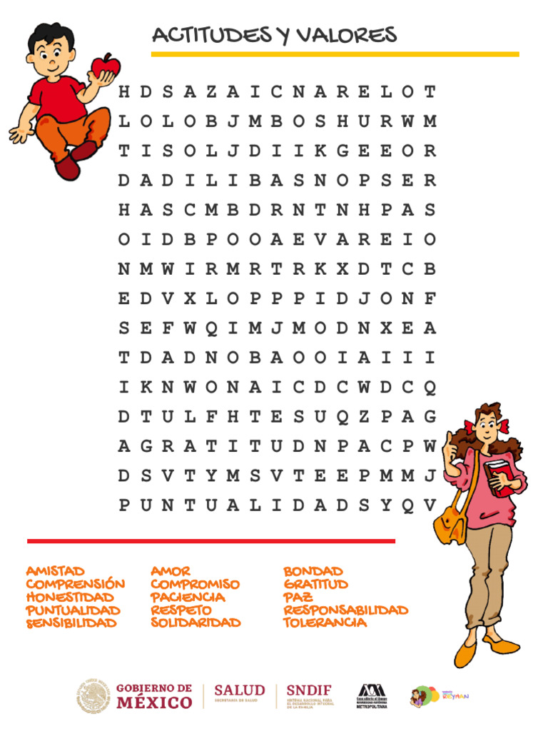 Sopa de Letras: Actitudes y Valores | PDF