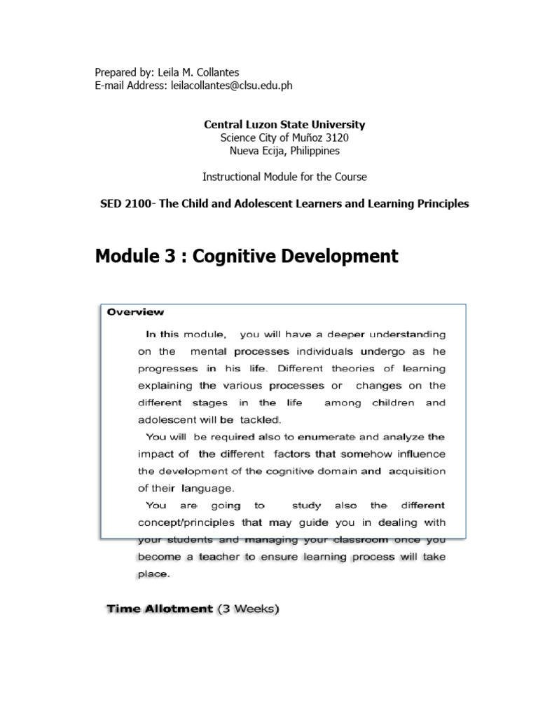 Module-3.Cognitive Development.docx | PDF | Intelligence | Intelligence Quotient