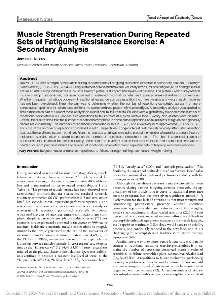 Muscle Strength Preservation in Resistance Exercise | PDF | Strength ...