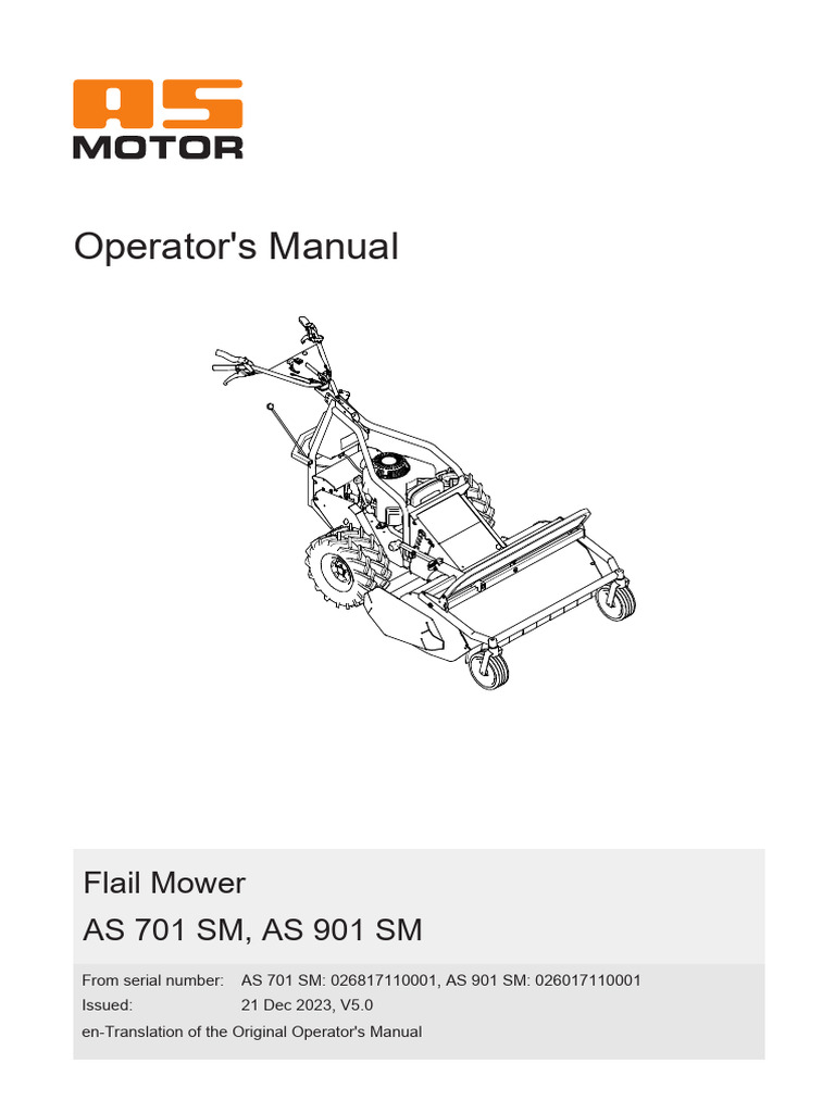 AS 701/901 SM Flail Mower Manual | PDF | Clutch | Throttle